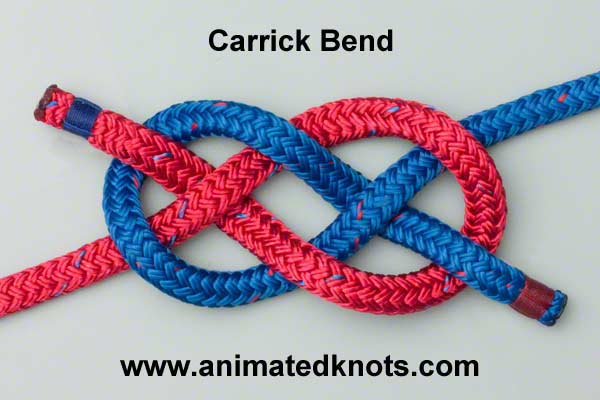 Carrick Bend tying. Step by Step Interactive Animation (home)